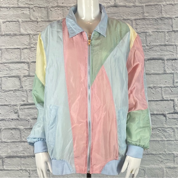 Blair | Jackets & Coats | Vintage 99s Blair Silk Windbreaker Colorblock ...